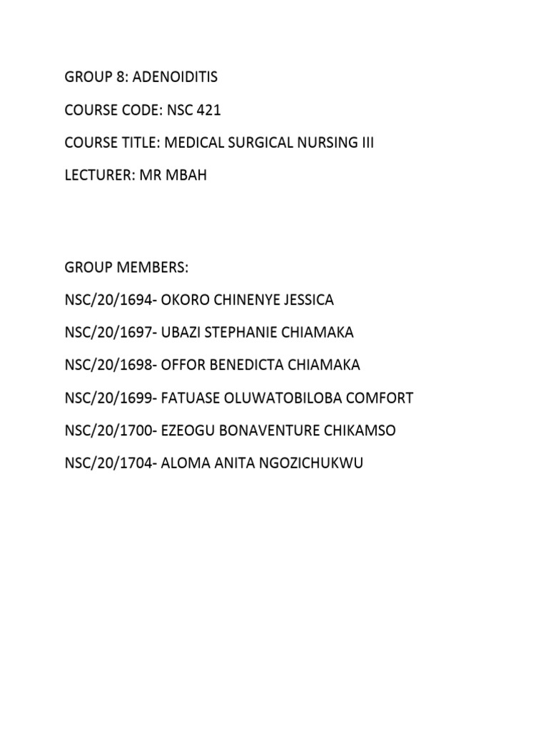 Adenoiditis Pdf Surgery Infection