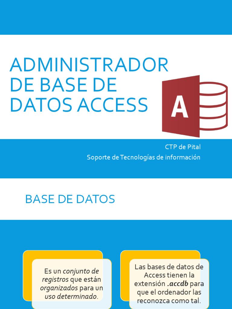 Administrador de Base de Datos Access | PDF | Bases de datos | Base de ...