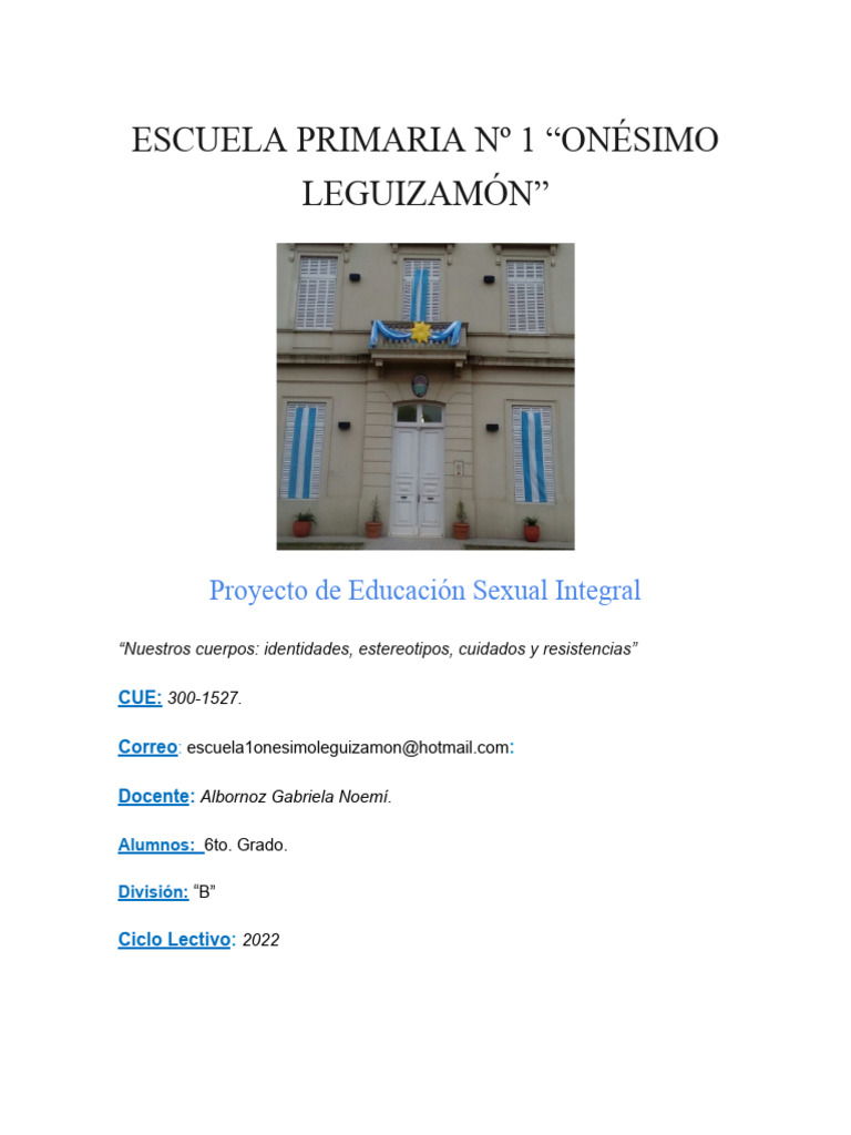 PROYECTO ESI Gaby | PDF | Educación sexual | La sexualidad humana