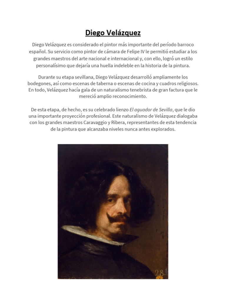 Biografía de Diego Velázquez | PDF | Arte