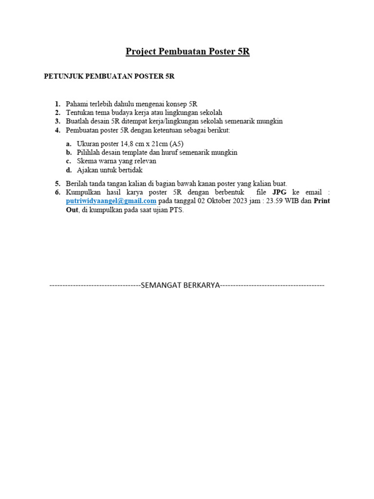Project Pembuatan Poster 5R | PDF