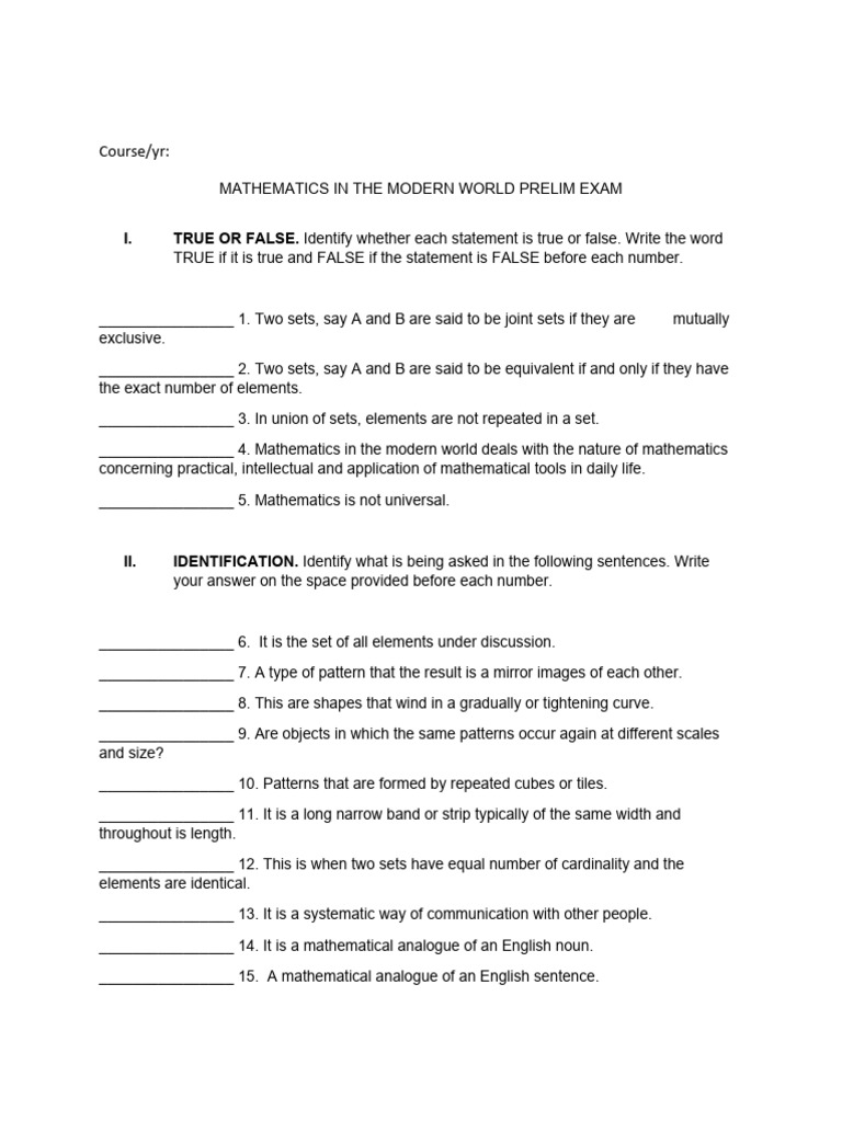 Prelim MMW S.sevilla | PDF | Sequence | Numbers