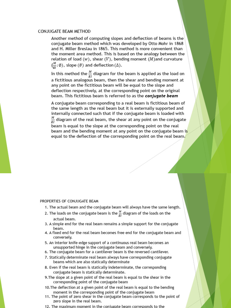Deflection of Beams Conjugate Beam Method | PDF | Beam (Structure ...