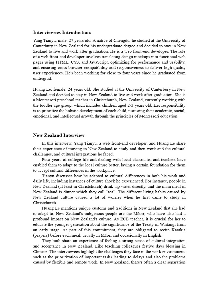 New Zealand Interview | PDF | World Wide Web | Internet & Web