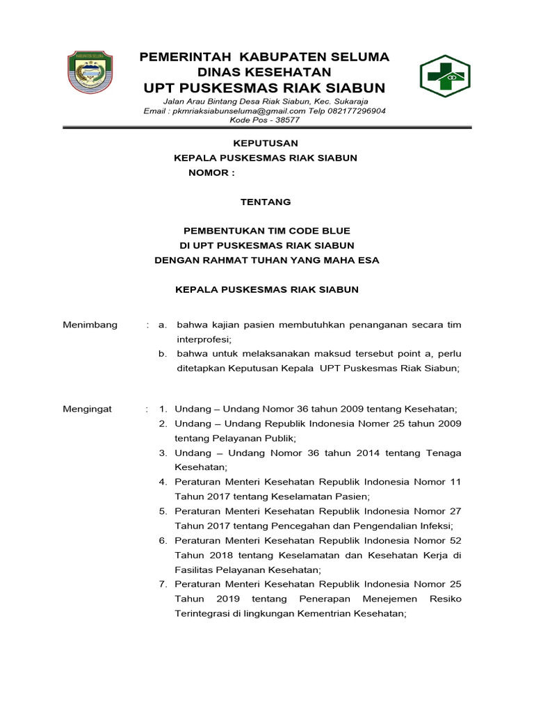 Pembentukan Tim Code Blue | PDF | Sains & Matematika