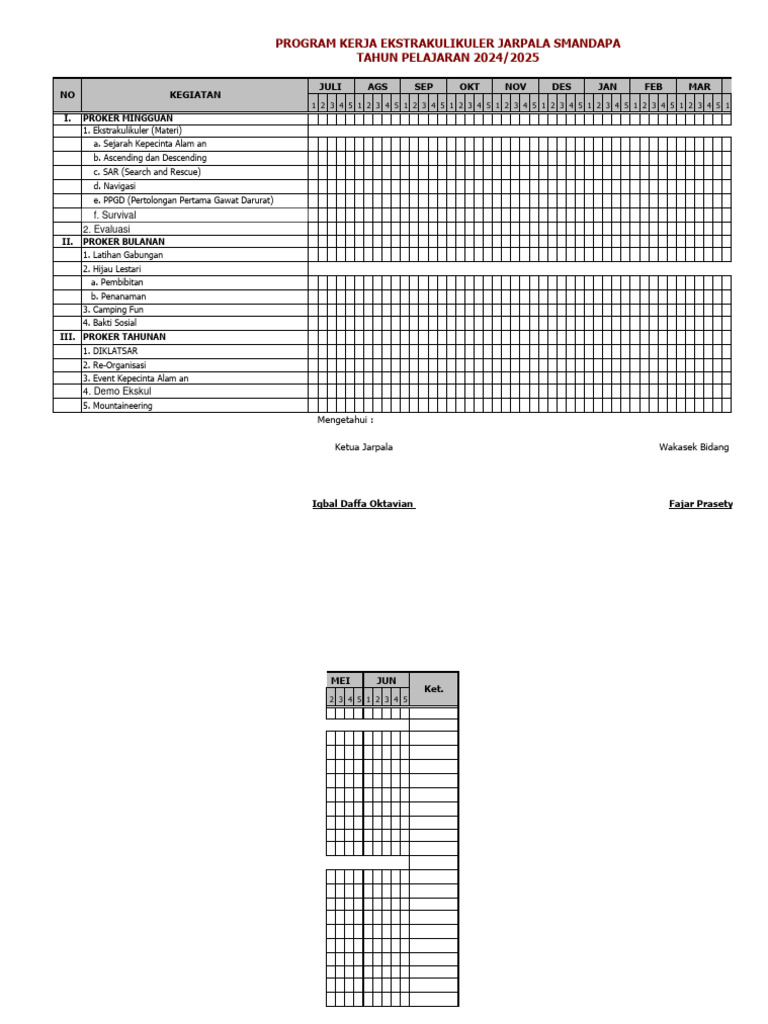 Matrik Program Kesiswaan | PDF