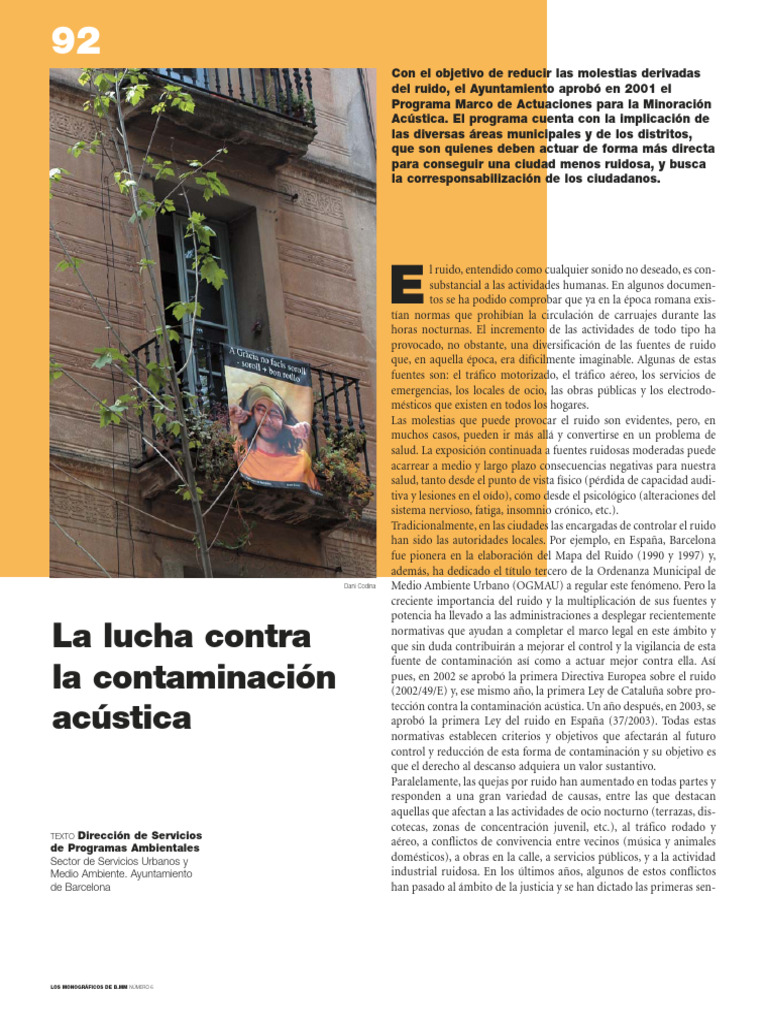 Barcelona - La Lucha Contra La Contaminacion Acustica | PDF | ruido ...