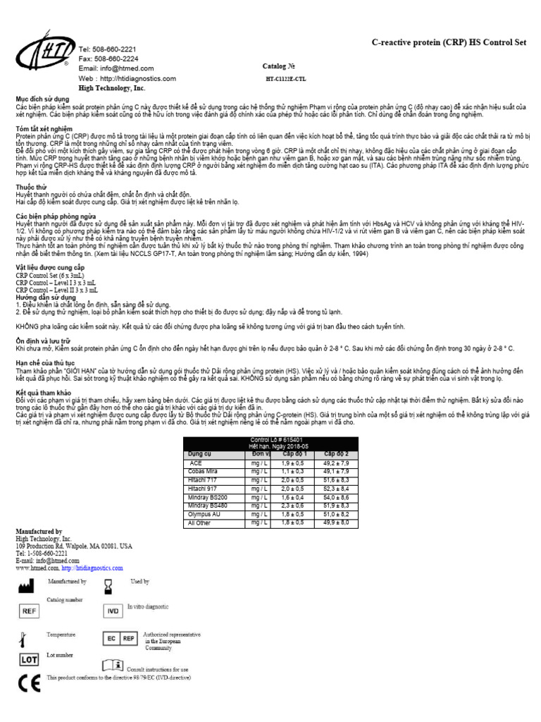 C-Reactive Protein (CRP) HS Control Set | PDF