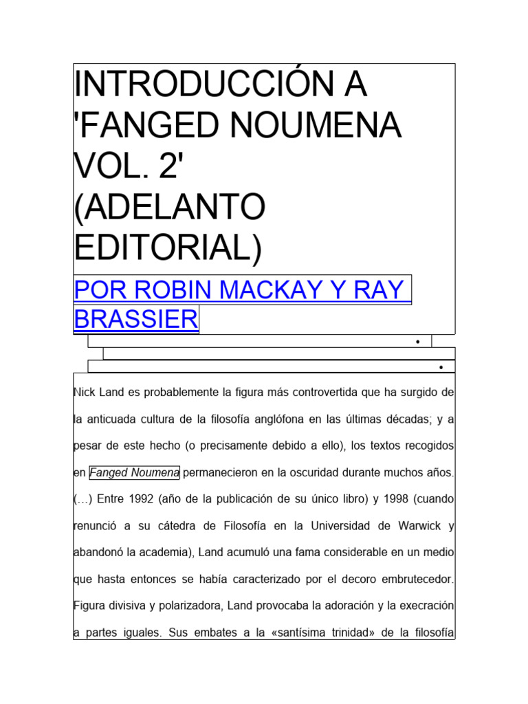 Introducción Fanged Noumena 2 | PDF | Immanuel Kant | Trascendencia ...