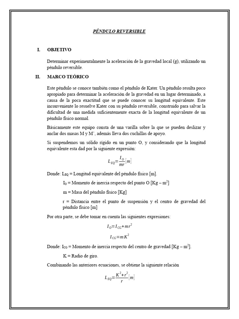 Pendeulo Reversible C | Descargar gratis PDF | Rotación | Péndulo