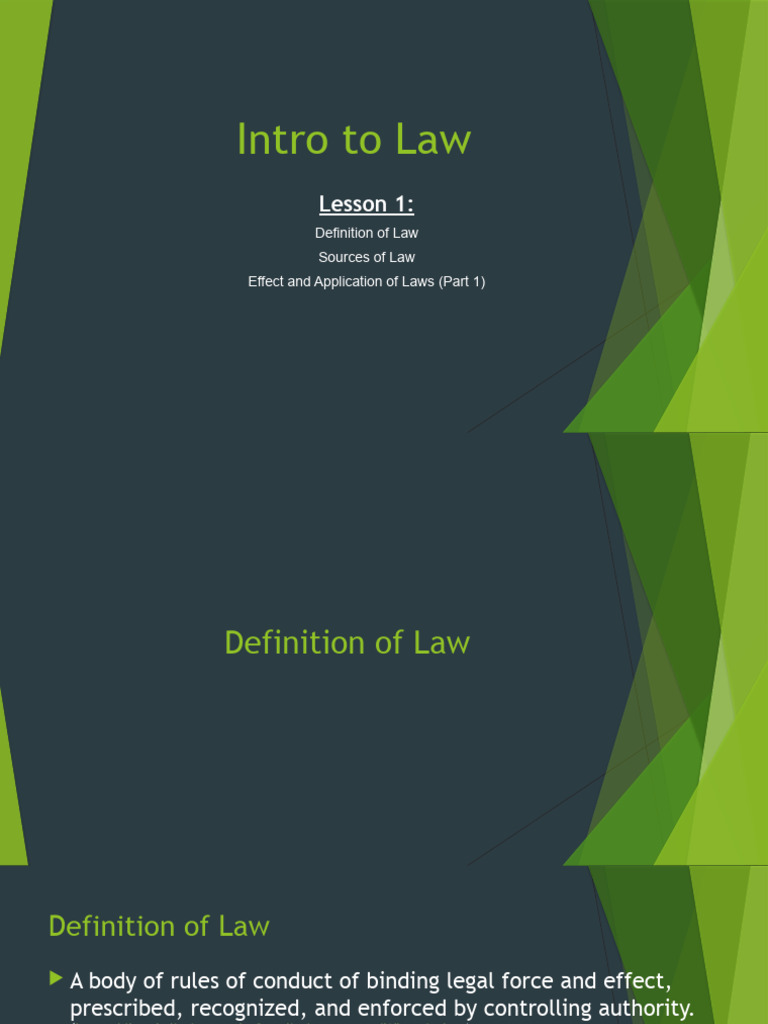 Intro To Law 1 | PDF | Sources Of Law | Judgment (Law)