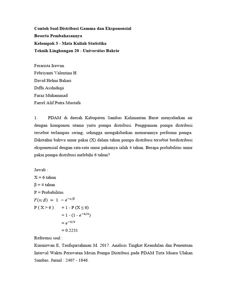 Soal Distribusi Gamma dan Eksponensial | PDF | Metode & Bahan Ajar