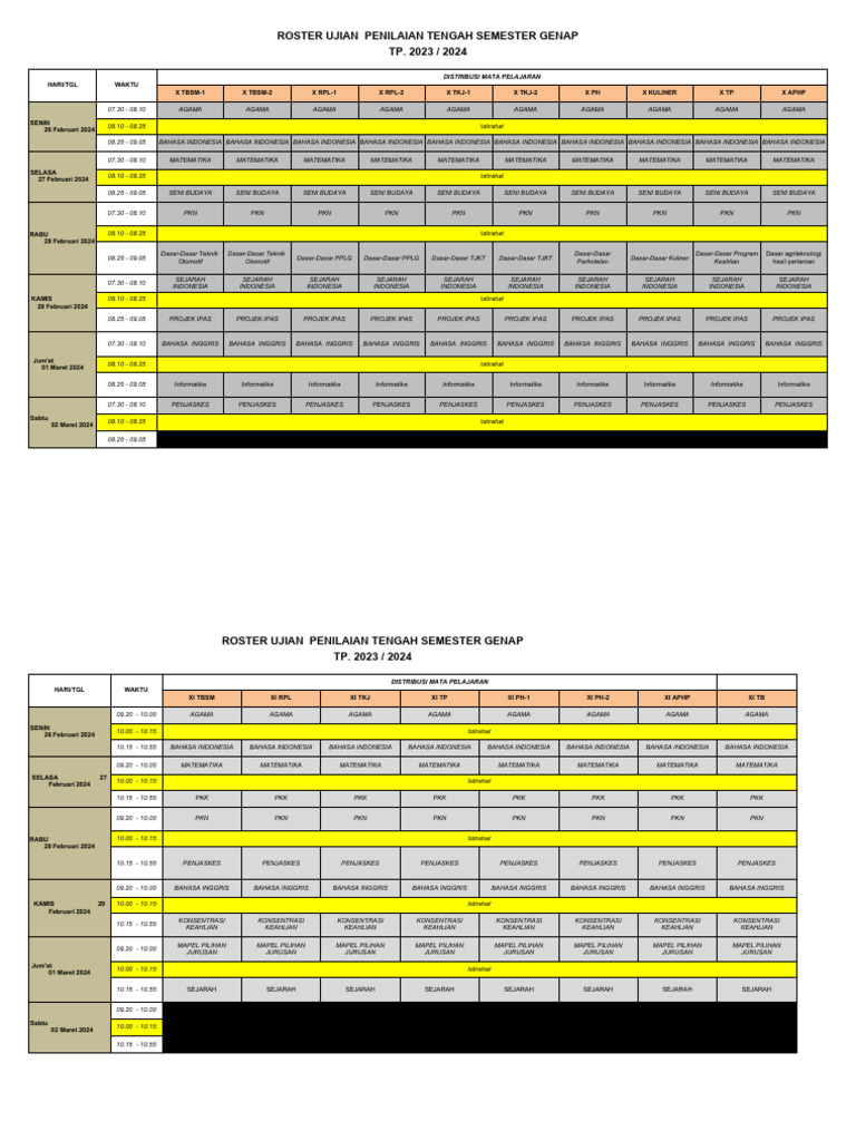 Roster PTS Dan Pas CBT 2024 Genap | PDF