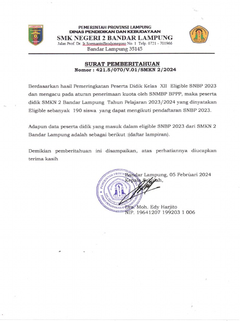 Daftar Nama Siswa Eligible 2023 2024 Pdf