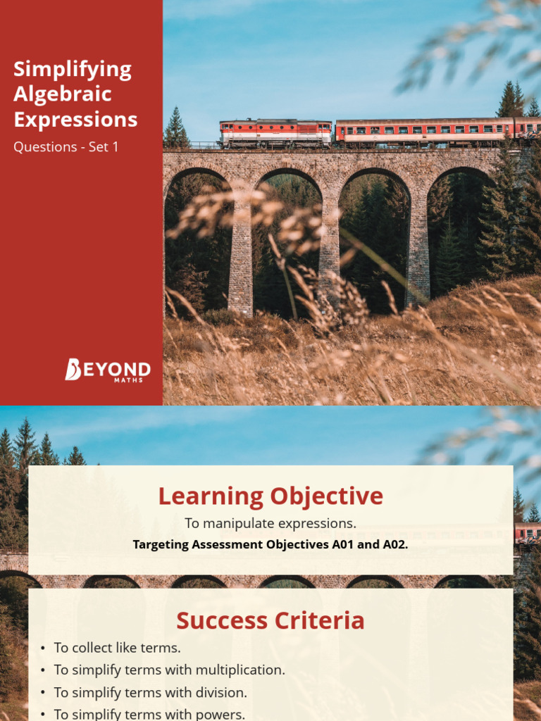 T M 33434 Simplifying Algebraic Expressions Powerpoint 1 Ver 4 | PDF