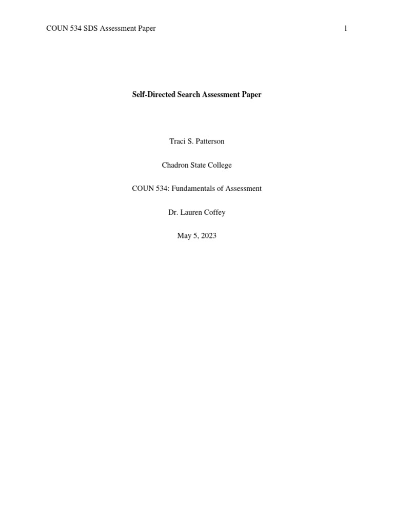 Tpatterson - Coun 534 Sds Assessment Paper | Download Free PDF | School ...