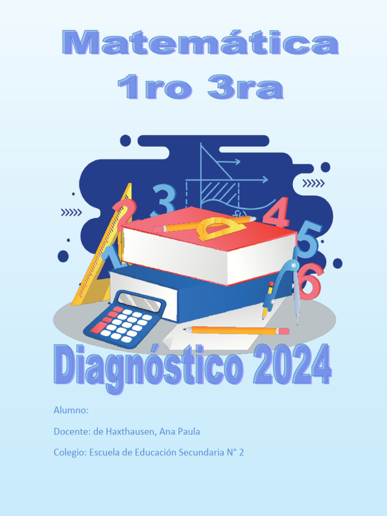 Diagnóstico Matemática 1ro | Descargar gratis PDF | Matemáticas | Matemática Elemental