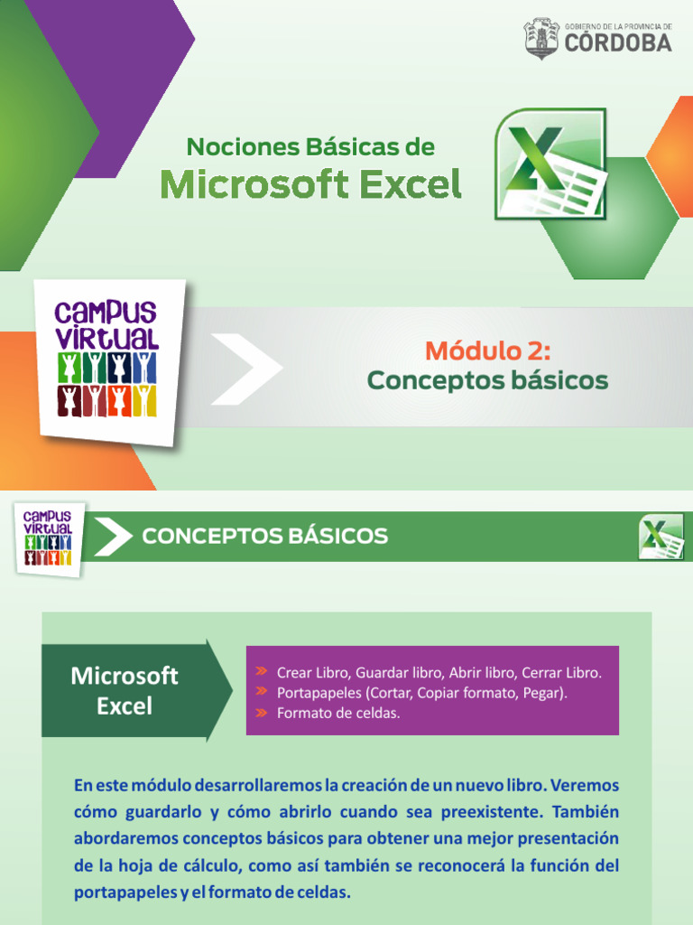 Nociones Básicas de Excel - Módulo-2 | PDF | Microsoft Excel | Ventana (informática)