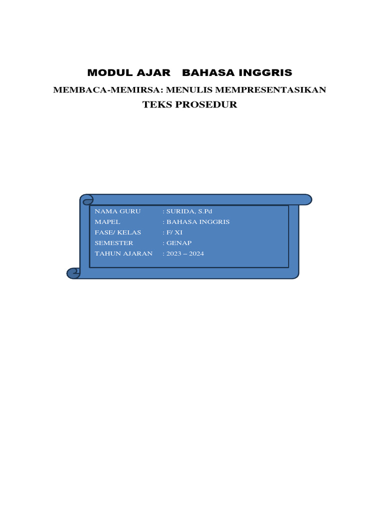 Modul Ajar Procedure Text PMM Edit | PDF | Seni | Komputer