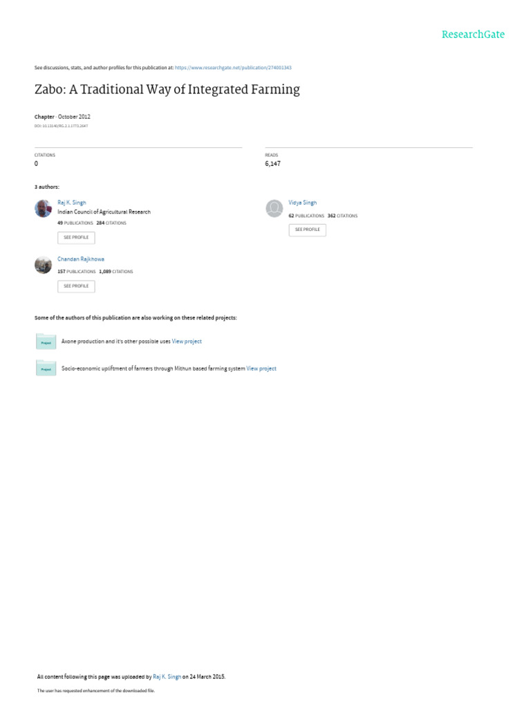 Zabo ATraditional Wayof Integrated Farming | PDF | Paddy Field | Rice