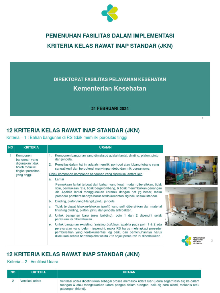 Pemenuhan Fasilitas Dalam Implementasi Kriteria KRIS | PDF | Teknologi & Rekayasa
