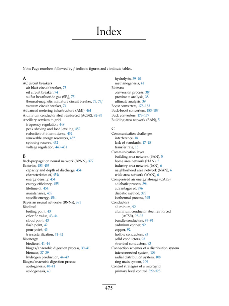 Index 2023 Fundamentals of Smart Grid Systems | PDF | Energy Storage | Transformer