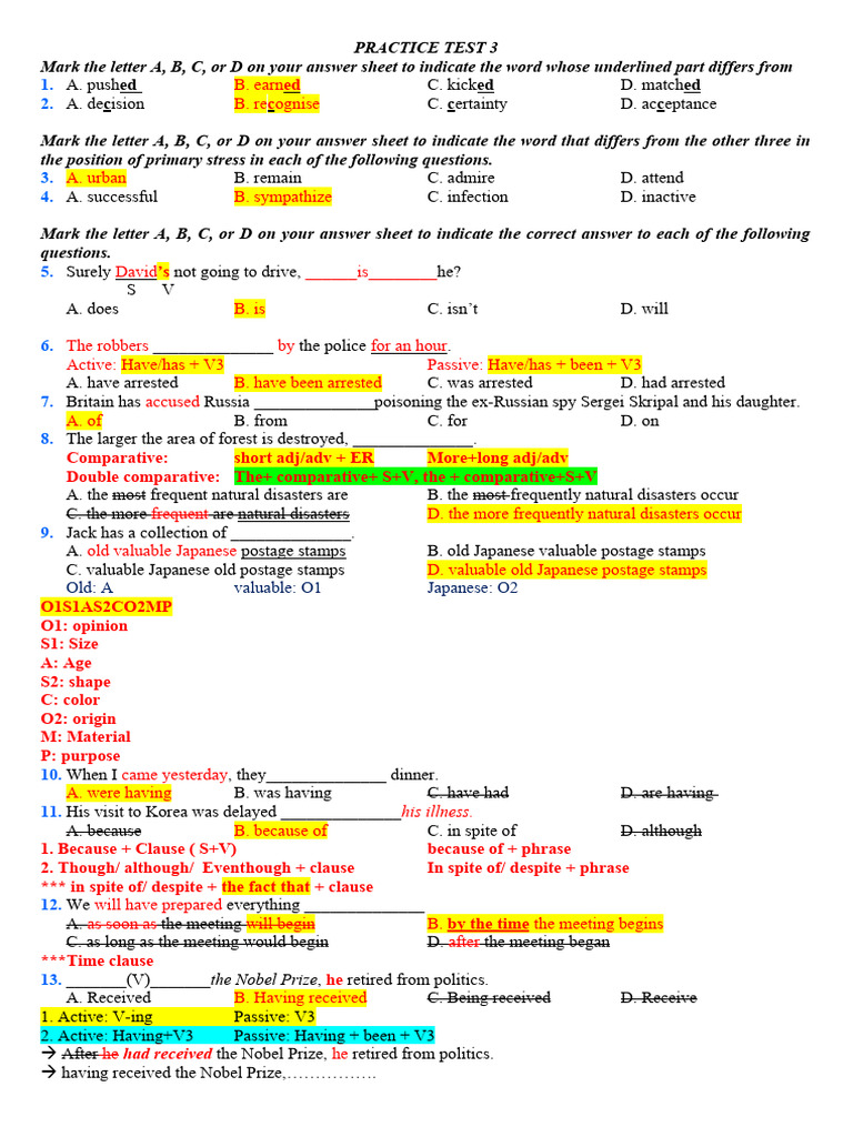 Practice Test 3 | PDF | Linguistics