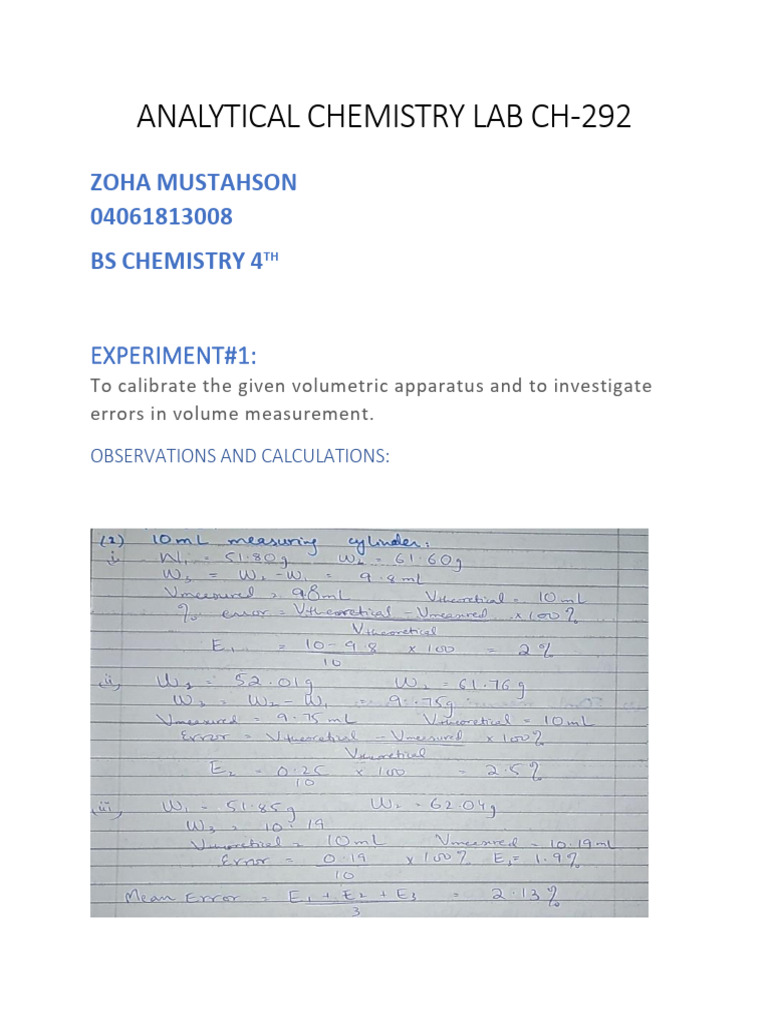 Analytical Chemistry Lab CH | PDF | Titration | Chemistry