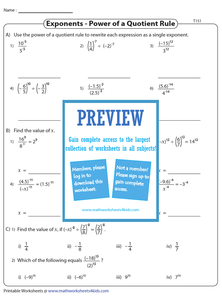 Power Quotient Rule Type1 1 | PDF