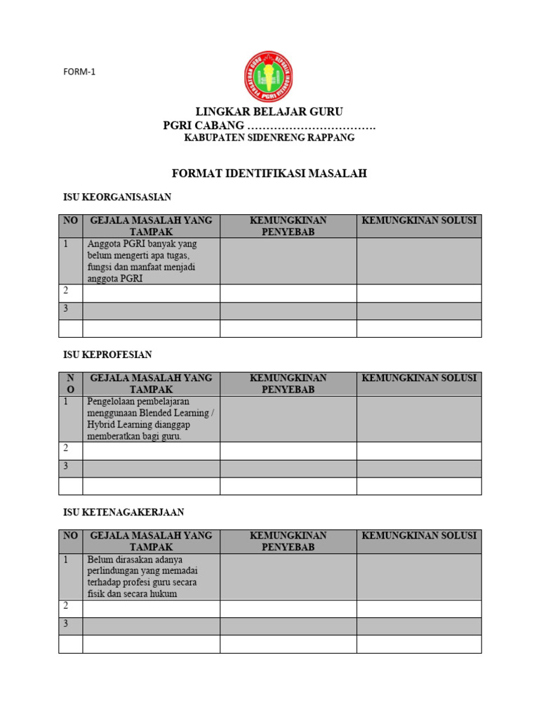 FORM Identifikasi Masalah Dan Isu Aktual LBG | PDF