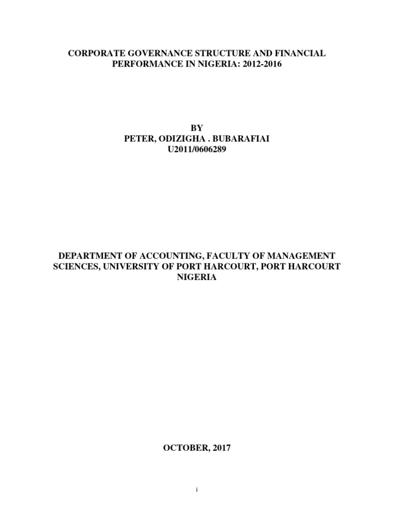 Peter Project Work | PDF | Corporate Governance | Governance