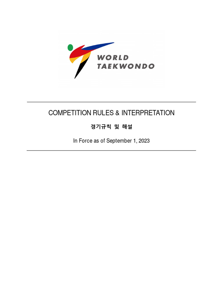 Reglamento de Competencia de Combate (010923) Taekwando 2023-2024 | PDF | Taekwondo | Doping In ...