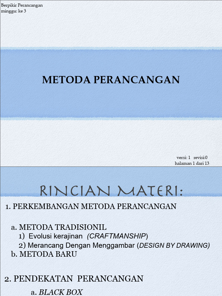 Perkembangan Metode Perancangan Arsitektur | PDF | Metode & Bahan Ajar | Seni