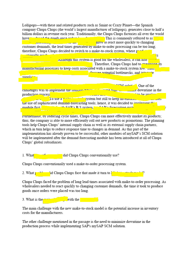 SAP Case Study | PDF | Supply Chain Management | Supply Chain