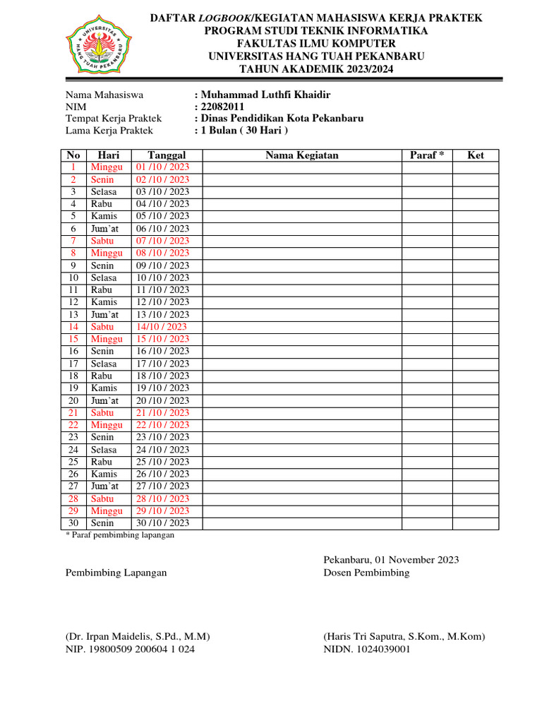 Logbook KP Prodi Si Ketik | PDF | Sains & Matematika | Teknologi & Rekayasa