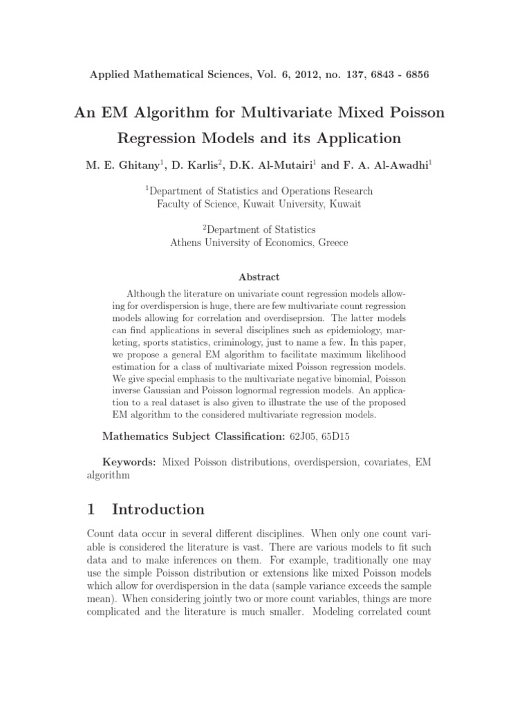Multivariate Poisson Regression Models | PDF | Regression Analysis ...