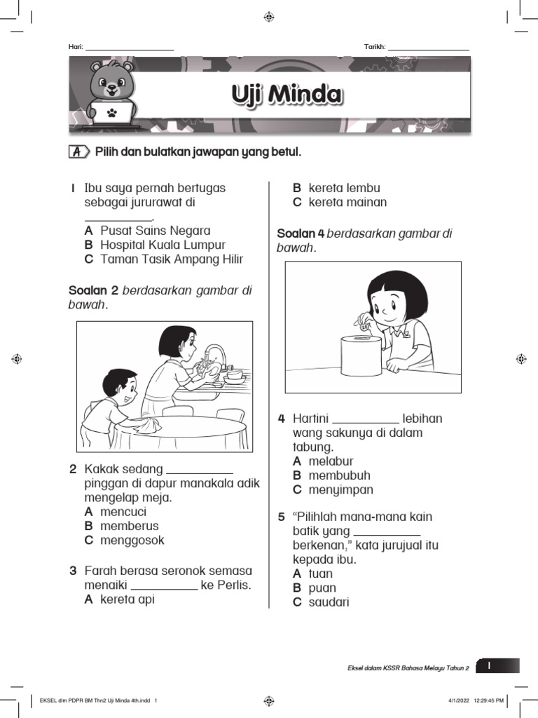 Latihan KSSR BM Tahun 2: Uji Minda | PDF