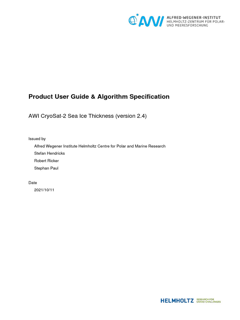 AWI CryoSat2 ProductUserGuide v2p4 | PDF | Earth Sciences