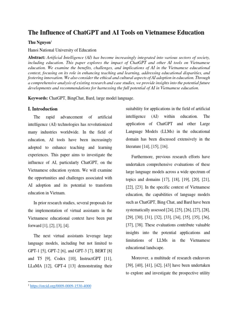The Influence of ChatGPT and AI Tools On Vietnamese Education | PDF ...
