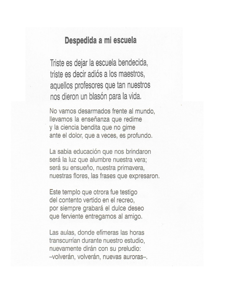 Despedida A Mi Escuela | PDF