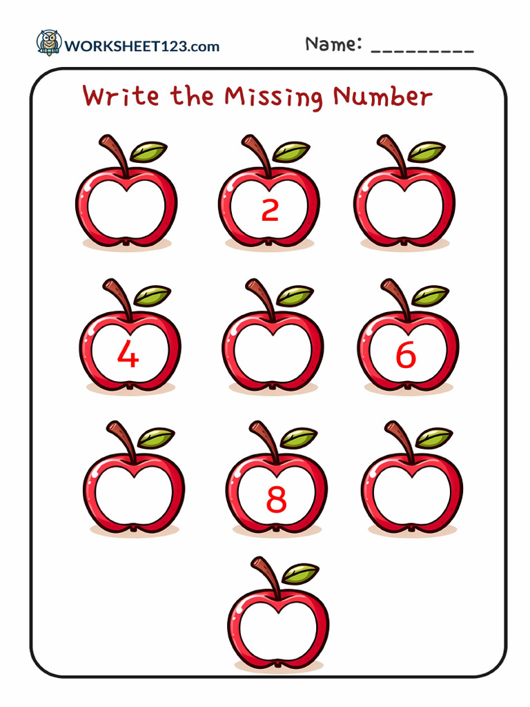 Worksheet: Write Missing Number 1-10 (Fruit) | PDF