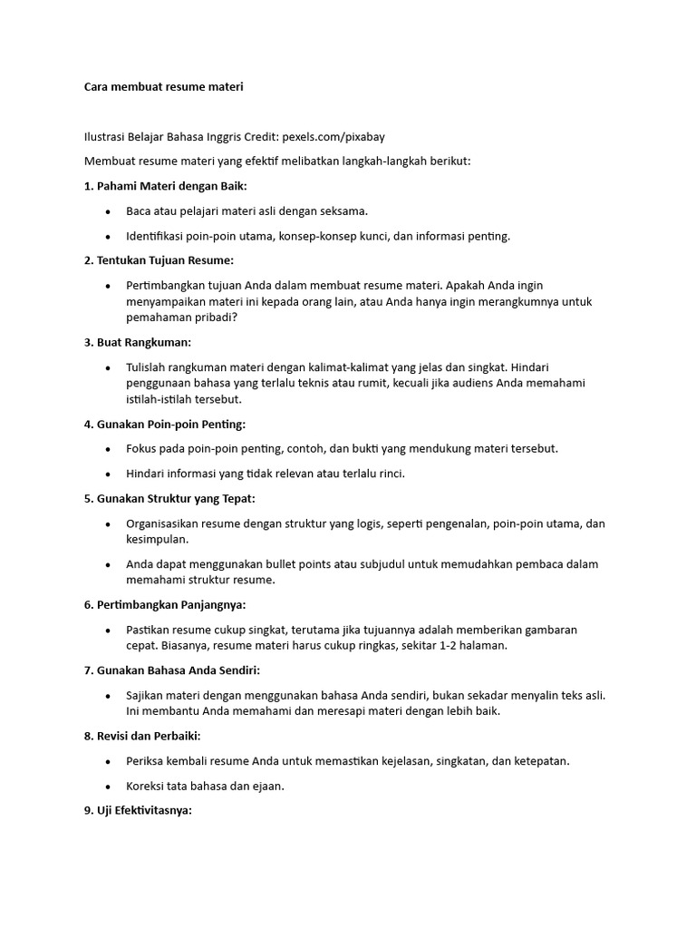 Cara Membuat Resume Materi | PDF