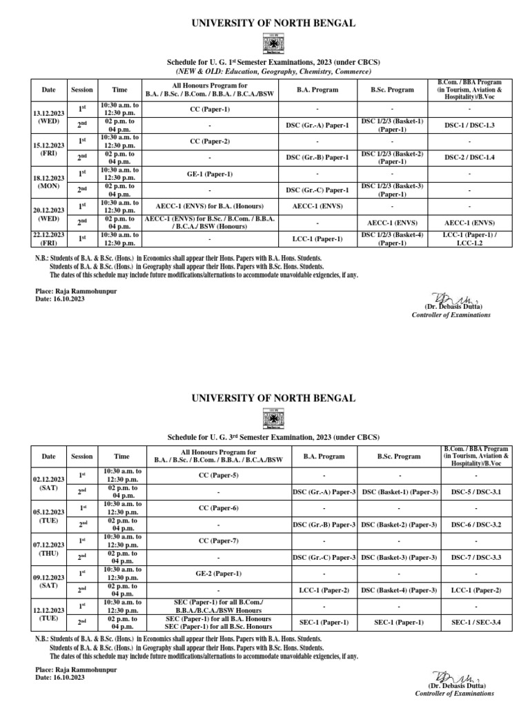 Program For 1st, 3rd, 5th Sem Exam. 2023 (CBCS) | PDF | Career And Technical Education ...