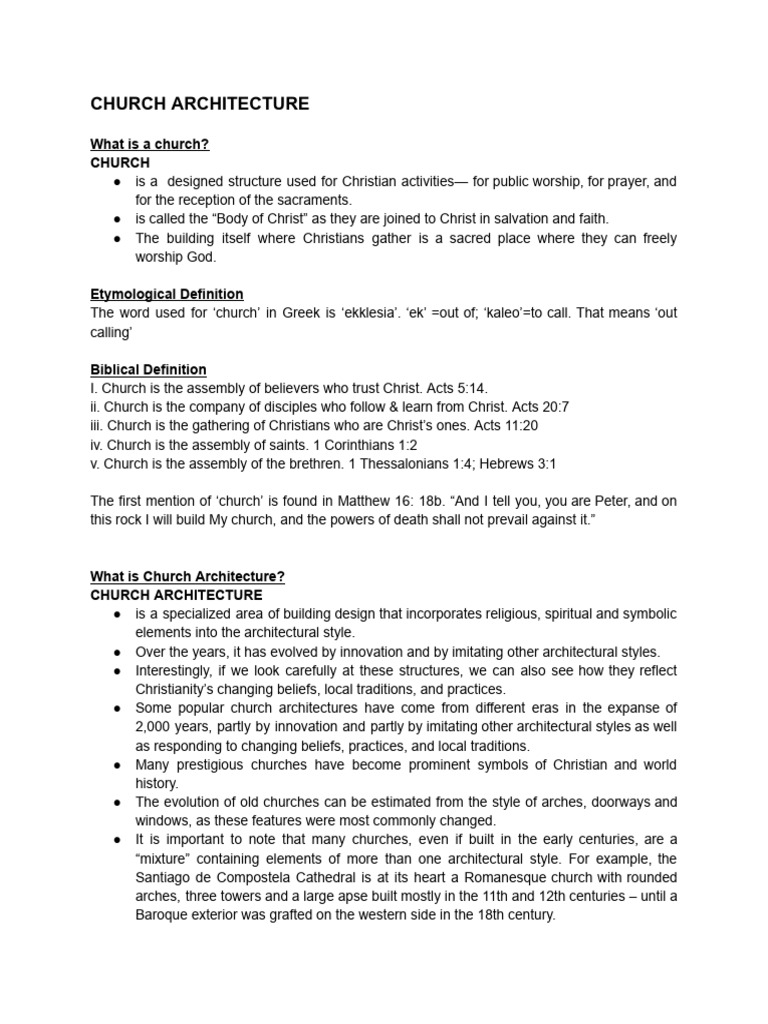 Church Architecture - History of Architecture | PDF | Church (Building ...