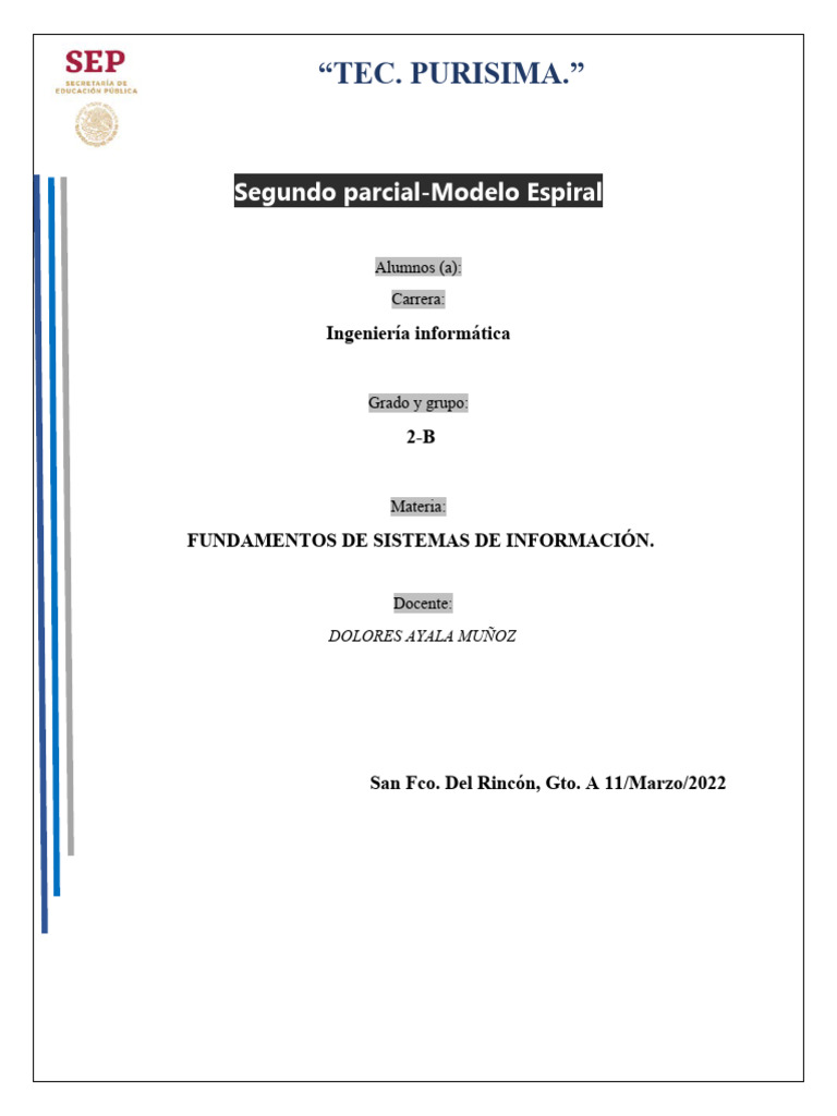 Segundo Parcial - Modelo en Espiral | PDF | Bases de datos | Programa ...