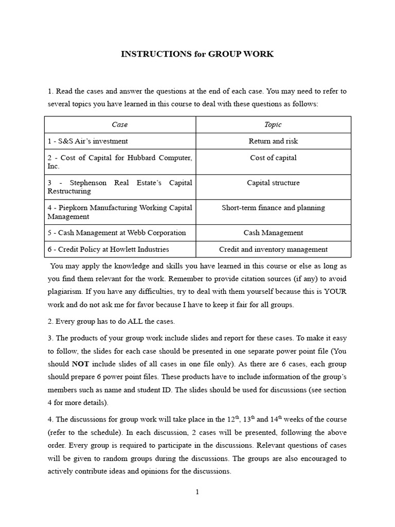 Instructions For Group Work | PDF | Career & Growth