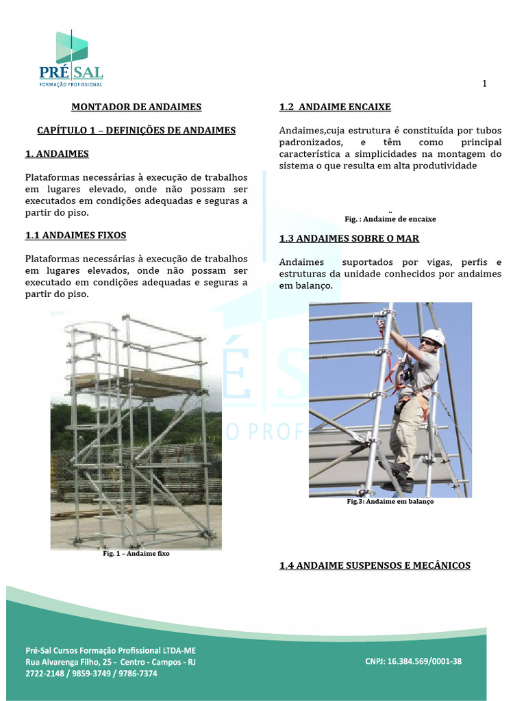 Tipos e Montagem de Andaimes | PDF | Andaime