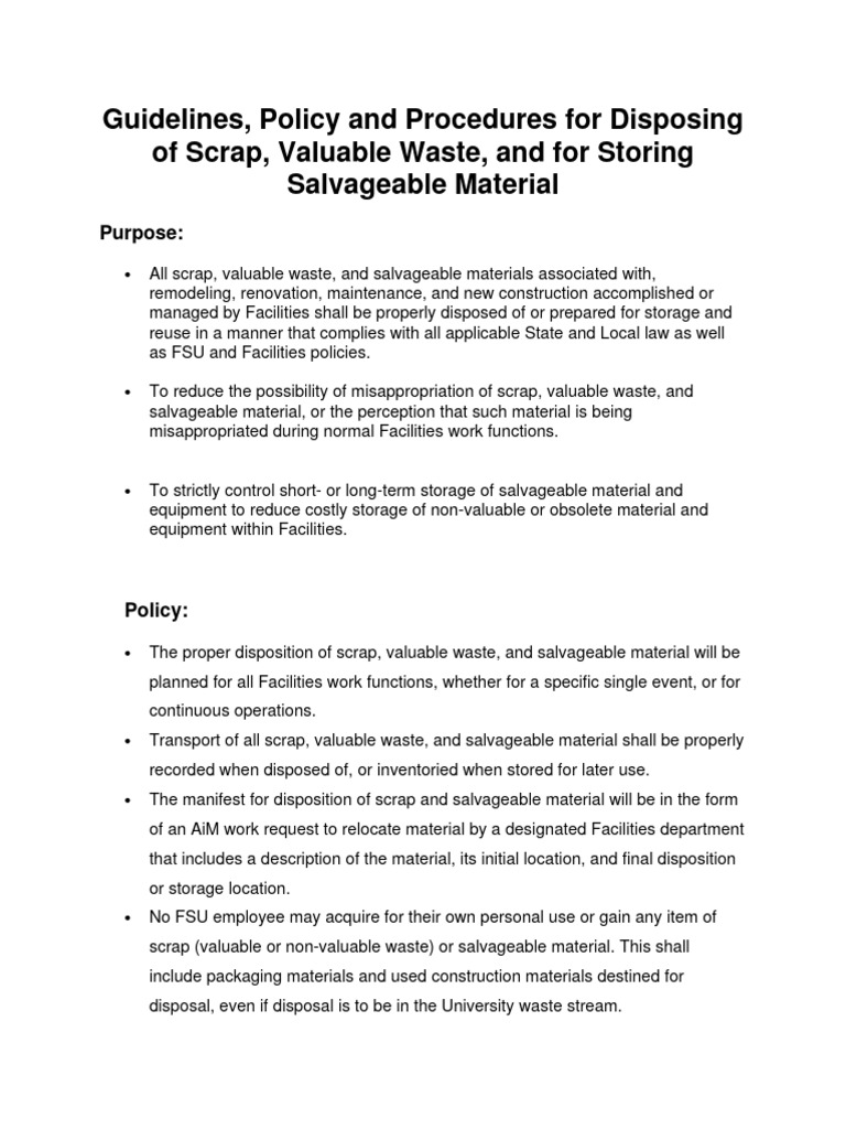 Guidelines Scrap | Download Free PDF | Waste | Waste Management