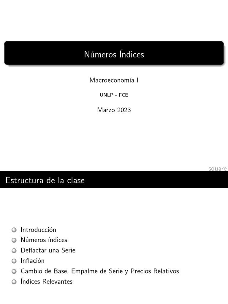 Números Índices - Clase 2023 | PDF | Costo de la vida | Macroeconómica