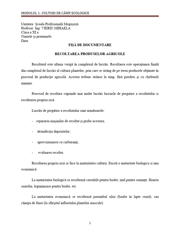 F.D. - Recoltarea La Grâu | PDF